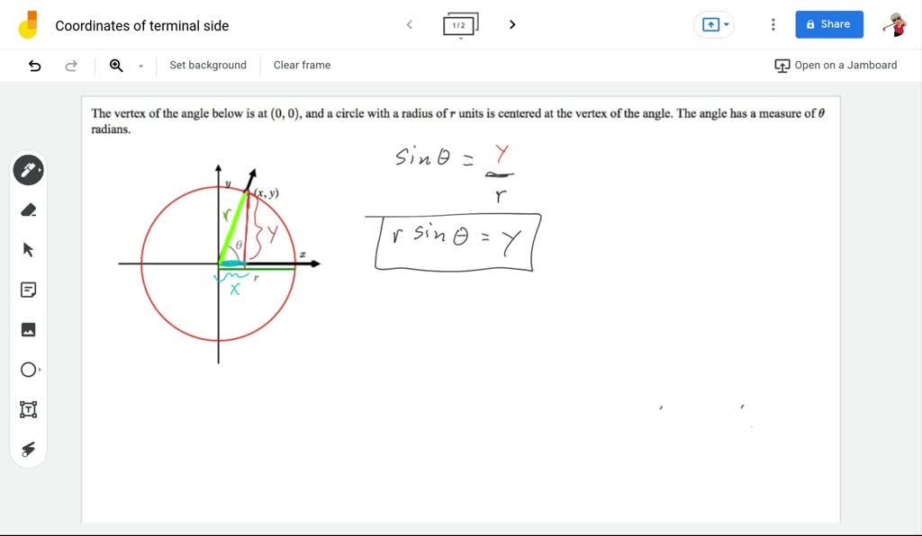 SOLVED: The vertex of the angle below is at (0, 0), and a circle with ...