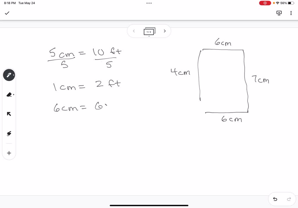 SOLVED: 'Andrew draws a scale drawing of his office. In each 5cm on the ...