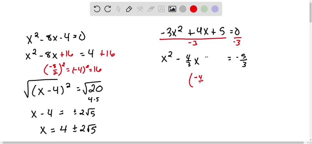 SOLVED: Q4. (a) Solve by using quadratic formula Zx? + 4x - 7 = Zx - 2. (b) Find the quadratic ...