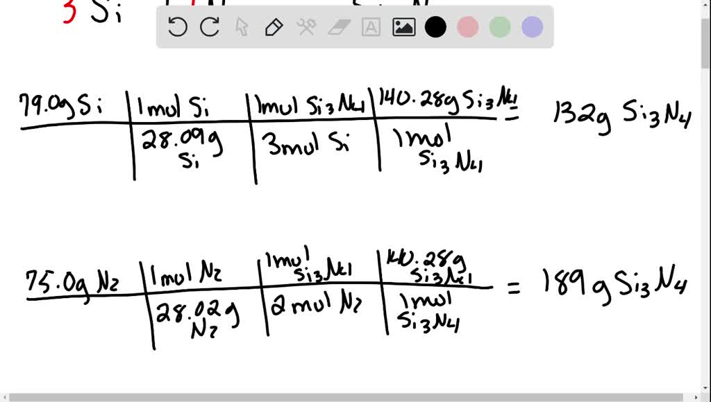 SOLVED: In the reaction of 1.20g silicon (Si) with 2.40g nitrogen gas ...