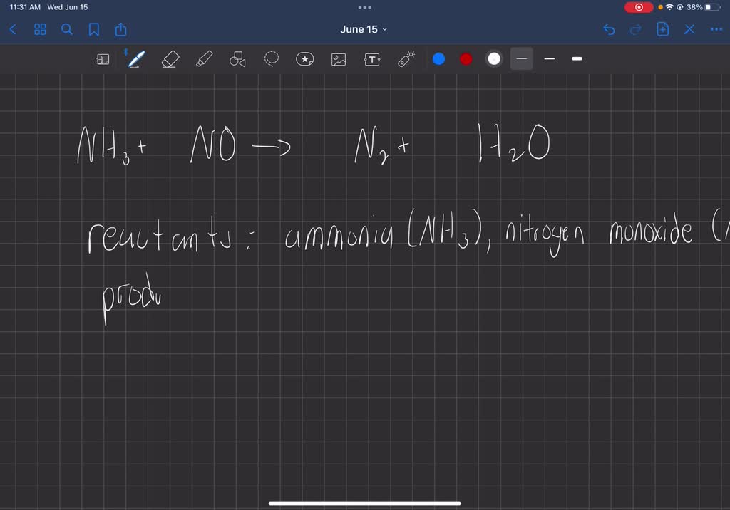 SOLVED: For the reaction NH3 + NO â†’ N2 + H2O, identify the reactants ...
