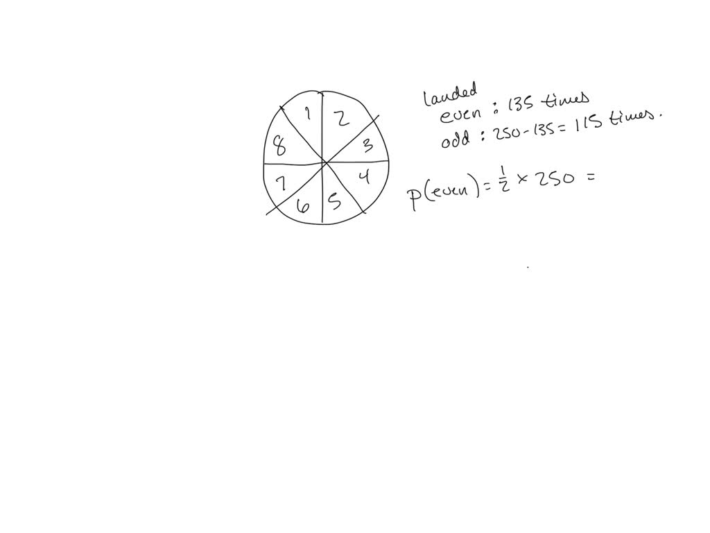 SOLVED: The spinner shown has eight equal-sized sections. The pointer lands on an even number ...
