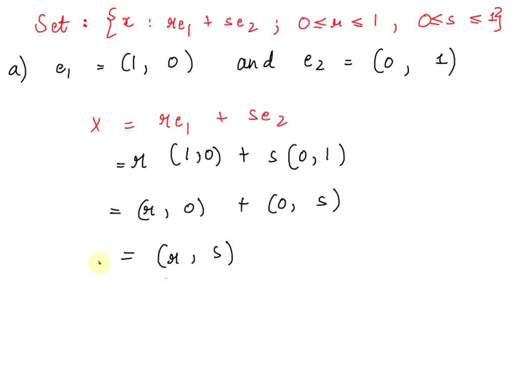 Solved A Sketch The Set Of All Linear Combinations Of The Form X Rei