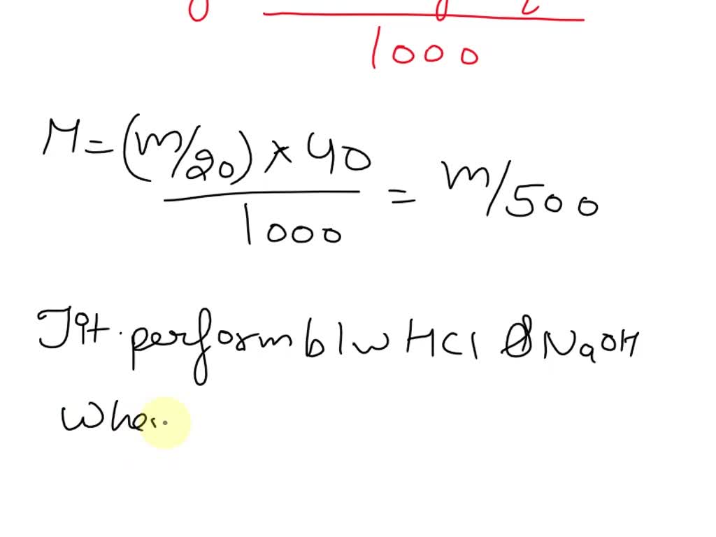 SOLVED: Determine the volumetrically the molarity of HCL Solution with the help of m/20 NAOH ...