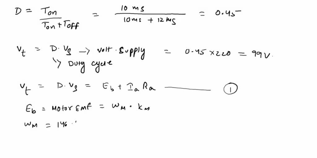 SOLVED: A DC chopper is used to control the speed of a DC shunt motor ...
