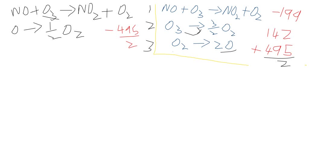 SOLVED: Calculate delta H for the reaction NO (g) + O (g) –> NO2 (g) From the following data NO ...