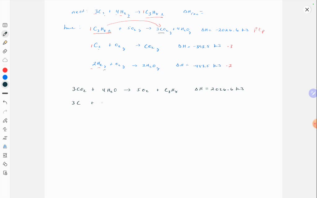 Calculate Î”Hrxn for the following reaction: 3C(s) + 4H2(g) â†’ C3H8(l). Use the following ...