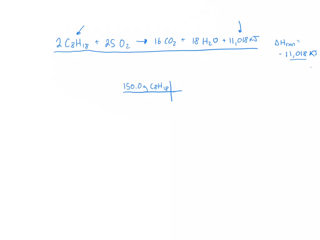 Using the following equation for the combustion of octane, calculate ...
