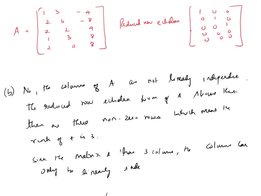 Solved Given The Following Matrix A 2 18 12 1 A Determine The Rank Of A B Based On The