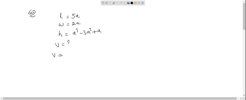 SOLVED: A rectangular prism has the following dimensions: l = 5a, w ...