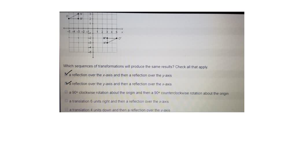 SOLVED: Triangle MNO is rotated 180Degrees using the origin as the center of rotation. On a ...