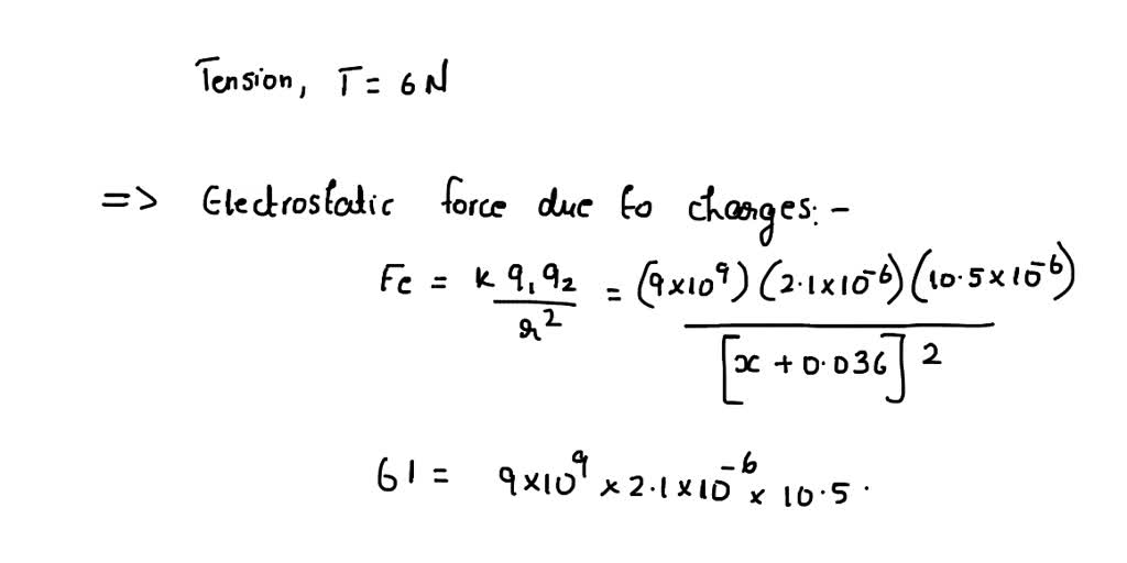 SOLVED: Two charges are attached to a post by string. The charges are ...