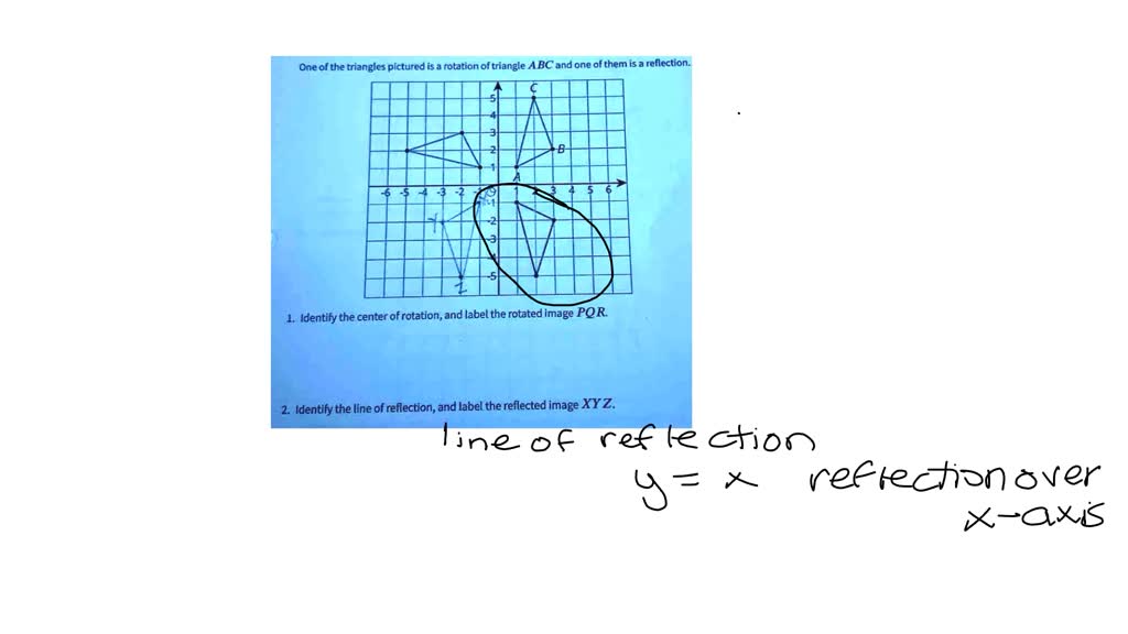 SOLVED: One of the triangles pictured is a rotation of triangle ABC and one of them is a ...