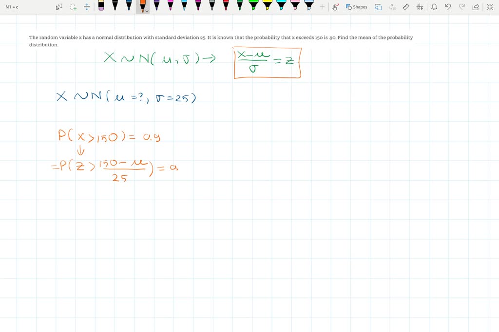 SOLVED: The random variable x has a normal distribution with standard deviation 25. It is known ...