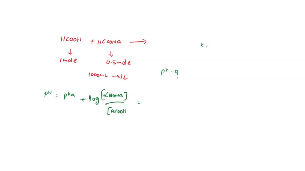 SOLVED: Suppose 1.00 mol of HCOOH and 0.500 mol of NaHCOO are added to water and diluted to 1.00 ...
