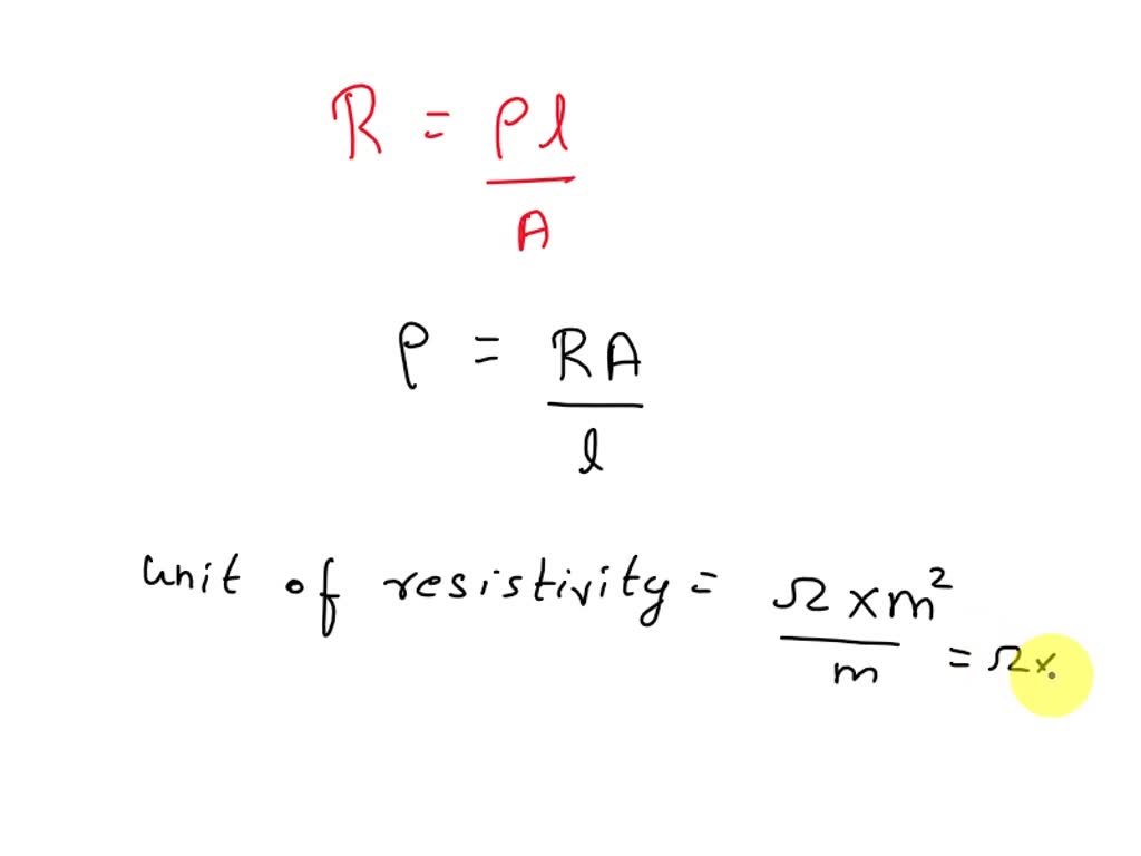 SOLVED: The units of resistivity are: ohmÂ·meter^2 ohm ohmÂ·meter ohmÂ ...