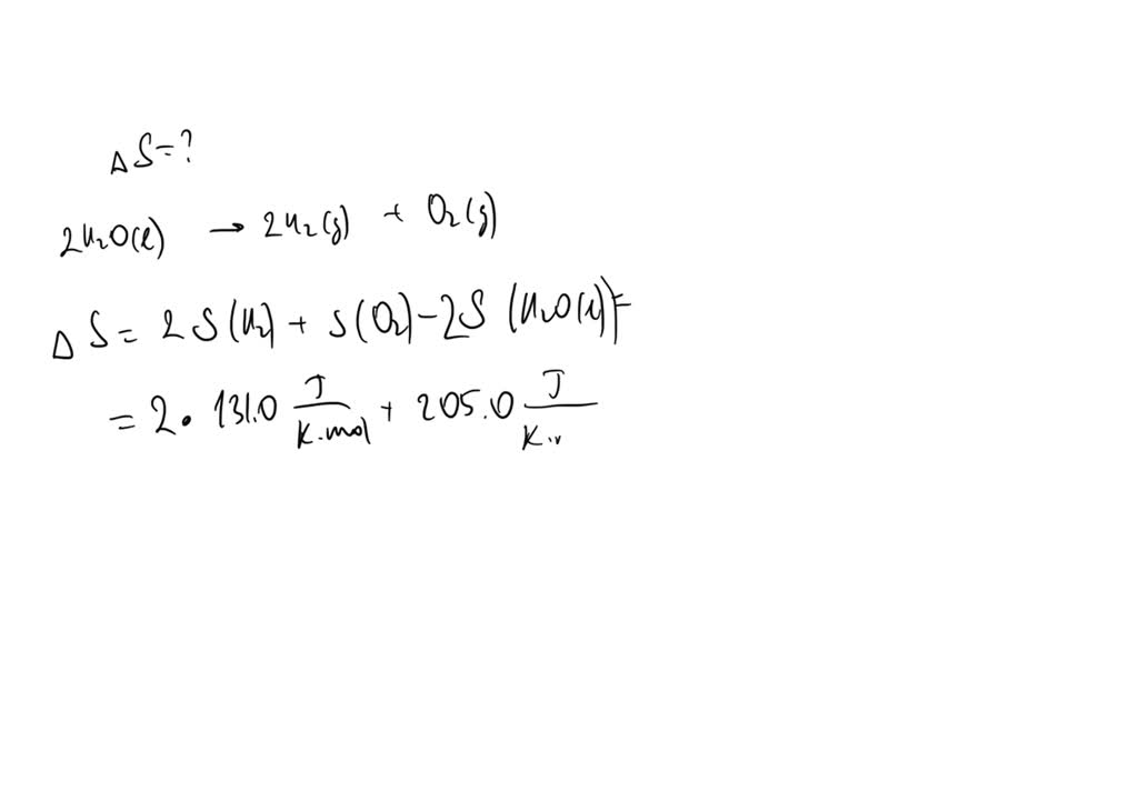SOLVED: Determine the change in enthalpy and entropy for a stoichiometric (balanced) hydrogen ...