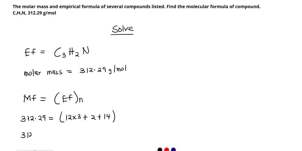 SOLVED: The molar mass and empirical formula of several compounds ...