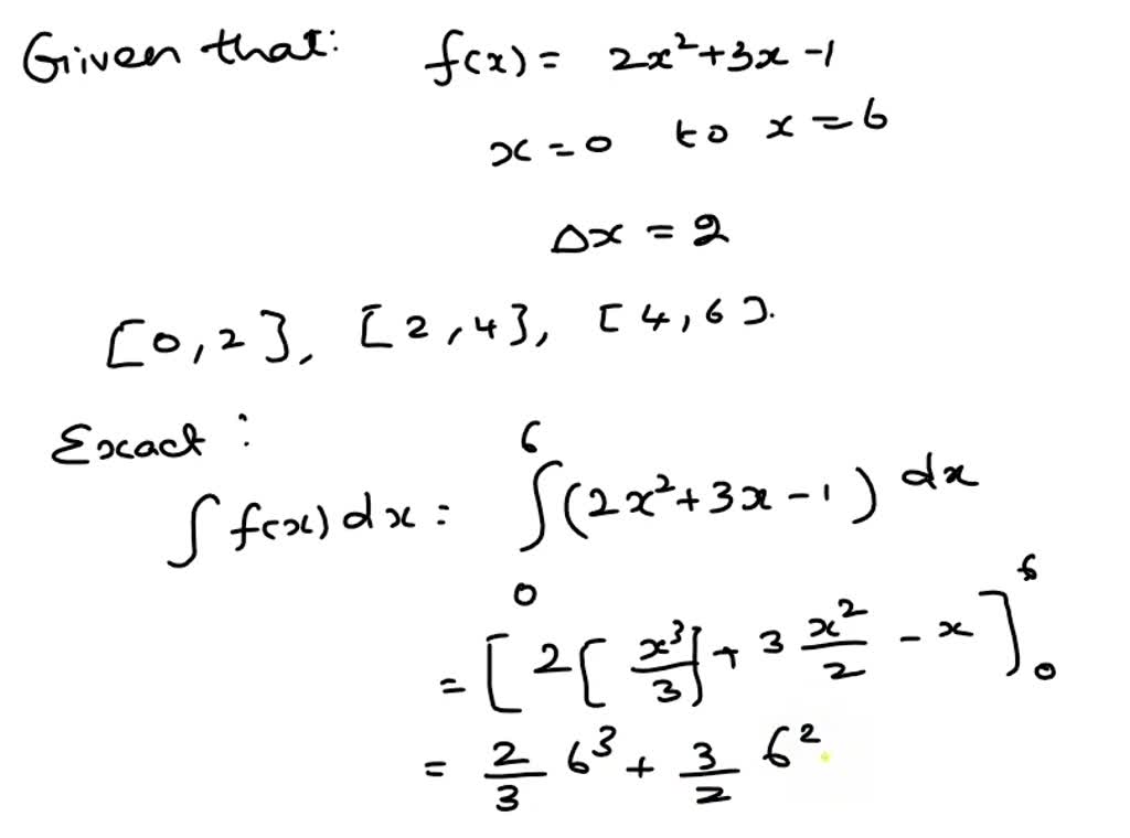 Solved Find The Best Estimate For The Area Under The Curve F X 2x2