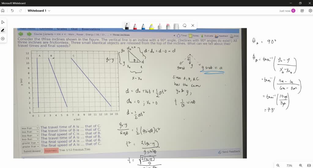 SOLVED: Consider the three inclines shown in the figure. The vertical ...