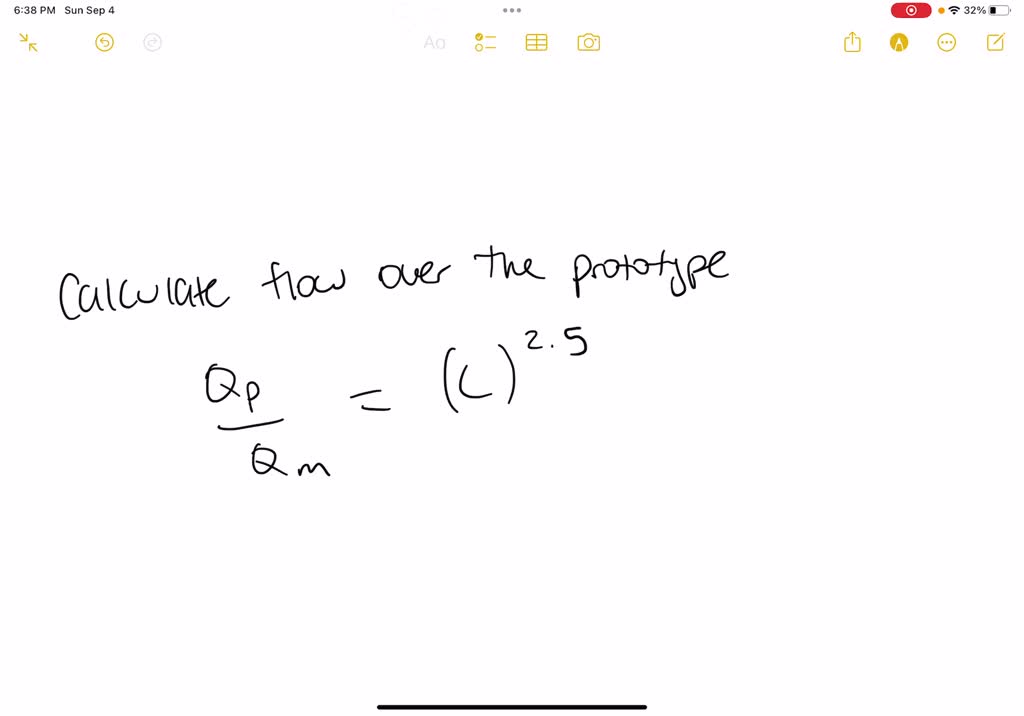 A spillway model is to be built to a geometrically similar scale of 1/ ...