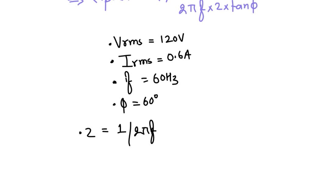 SOLVED: 120 V rms voltage at 60Hz is applied across an Rc circuit the ...