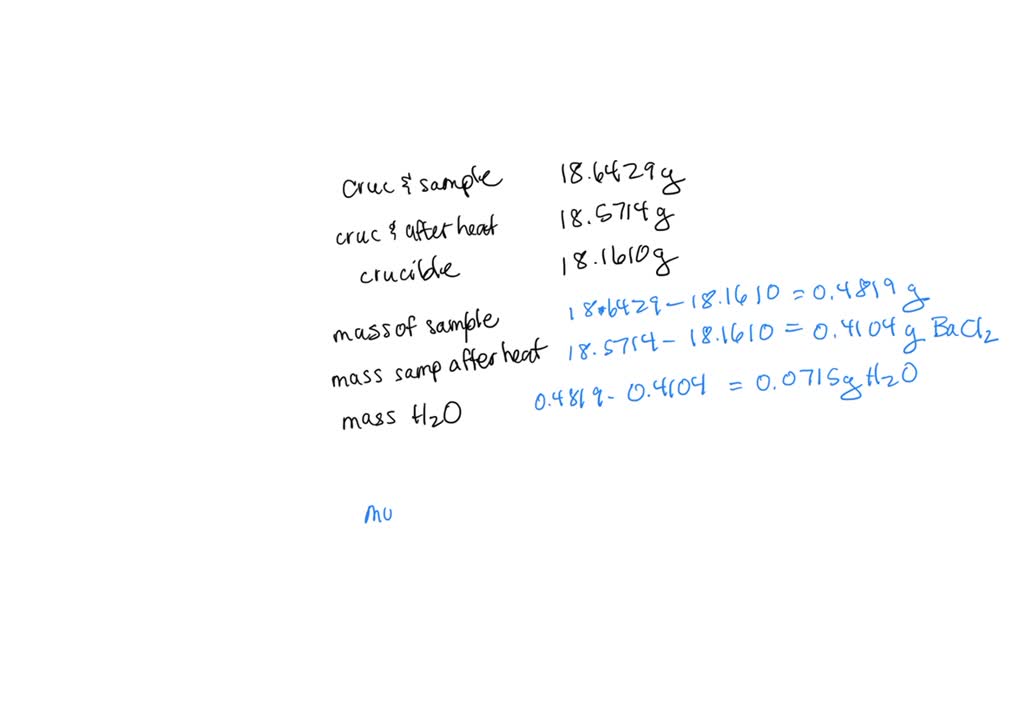 Texts Determination Of The Number Of Moles Of Crystal Water In Bacl2