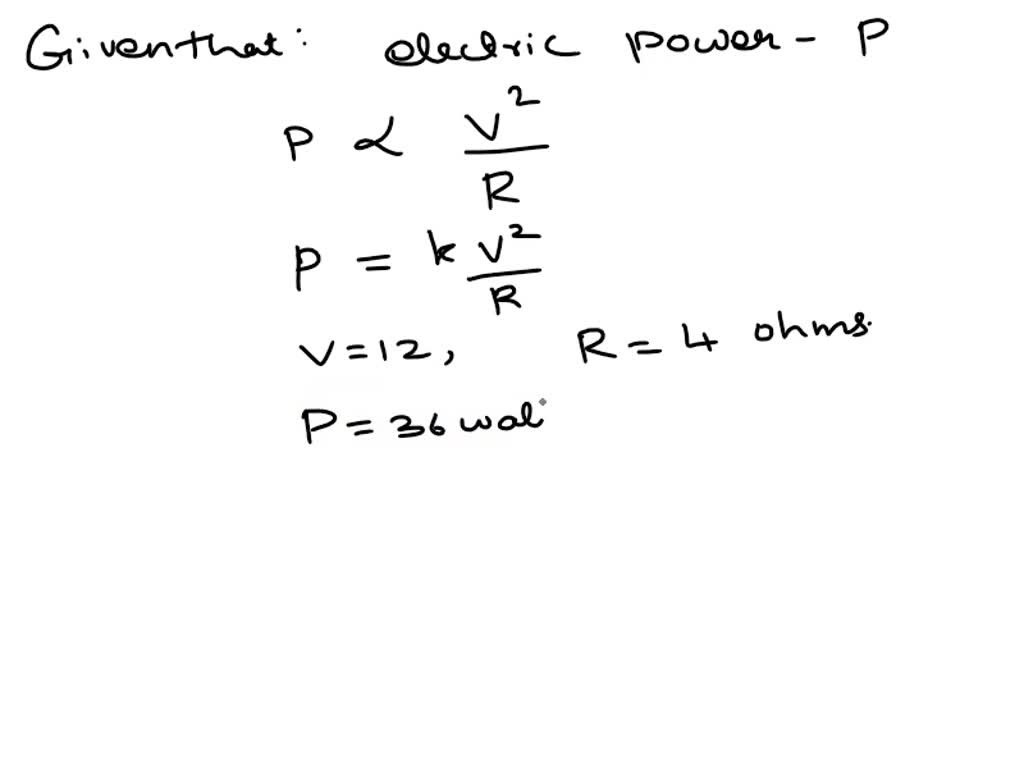 The electric power varies directly as the square of the voltage (V) and ...