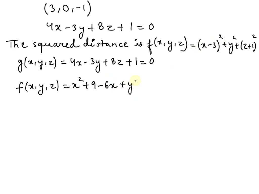 SOLVED: please add explanations Find the points on the plane 4x+3y+z=2 ...