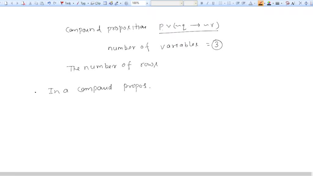 SOLVED: How many rows are in the truth table of compound proposition p v ( q 7 r)? Only count ...
