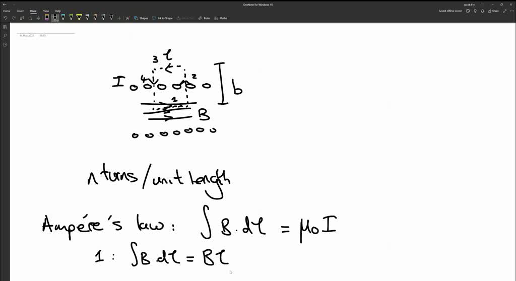 SOLVED: 3. (1 pt) Figure below shows solenoid that has turns per unit length and carries ...