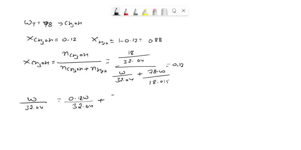 VIDEO solution: In a 57.0 g aqueous solution of methanol, CH3OH, the mole fraction of methanol ...