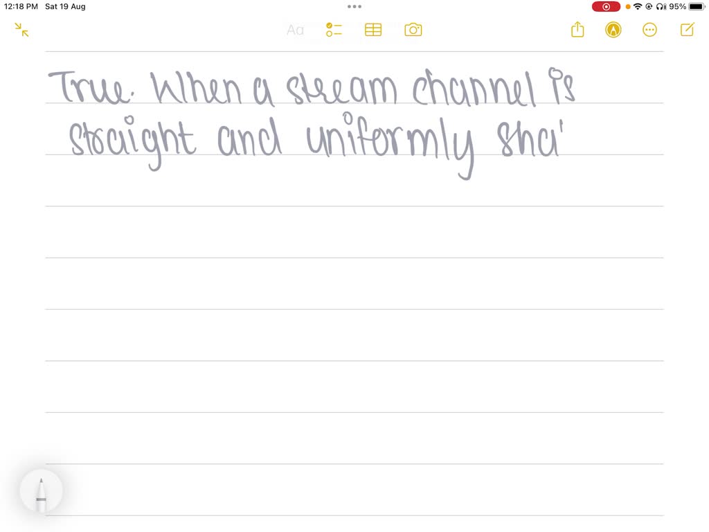 SOLVED: When a stream channel is straight and uniformly shallow, the ...
