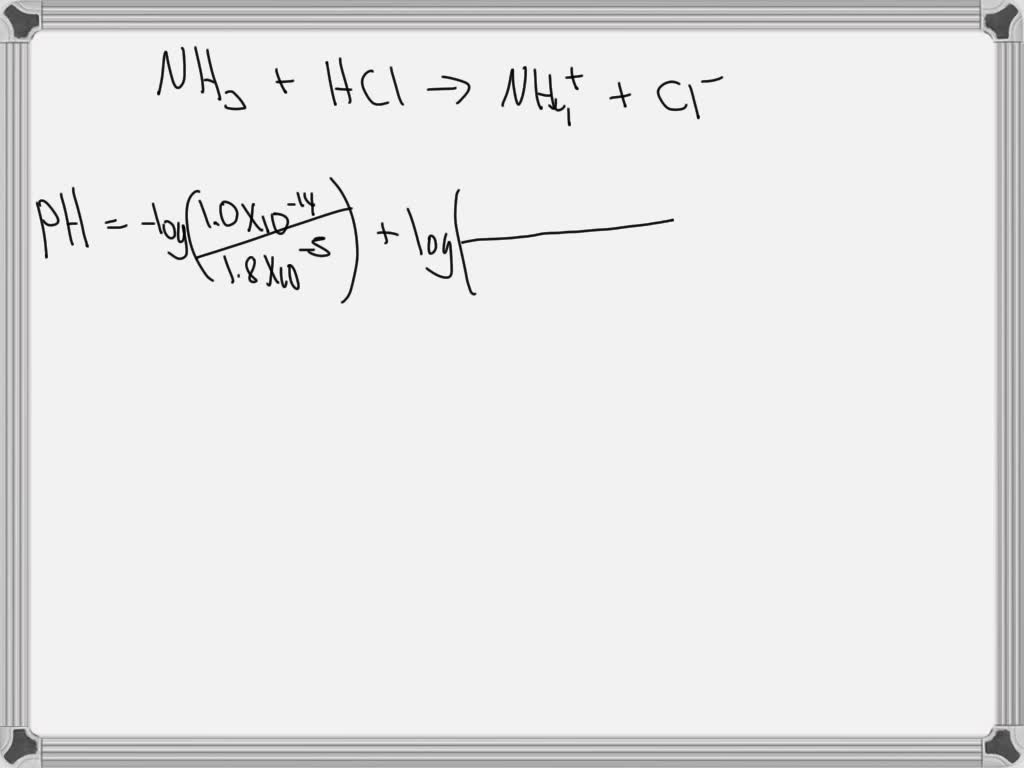 5.00mL 0.20M NH3 titrated with 0.10M HCl solve for pH a) 0.00mL of HCl