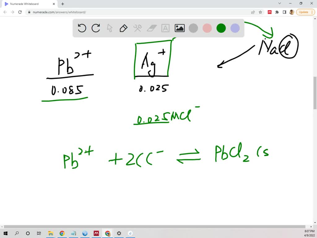 SOLVED: A solution is 0.085 M in Pb2+ and 0.025 M in Ag+. If selective ...