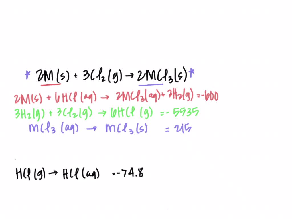 SOLVED: Consider these reactions, where M represents a generic metal. 2M(s)+6HCl(aq) 2MCl3(aq ...