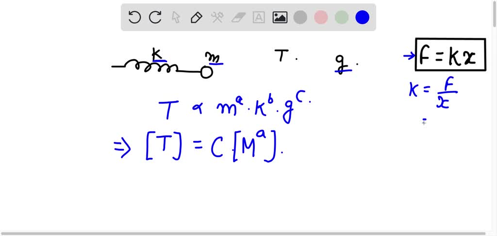 SOLVED: Use dimensional analysis to determine the period of oscillation T of a mass m attached ...