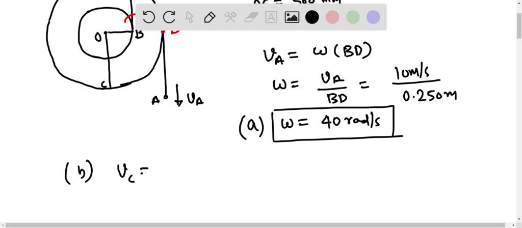 SOLVED: "22.42 0 4 ,l 71% The end A of the cord is pulled down with a velocity of VA = 2m/s. At ...