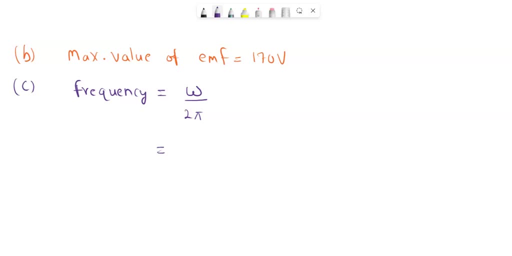 SOLVED: An emf is given by : e = (170 sin 314 t) V, find (a) rms value (b) maximum value (c ...