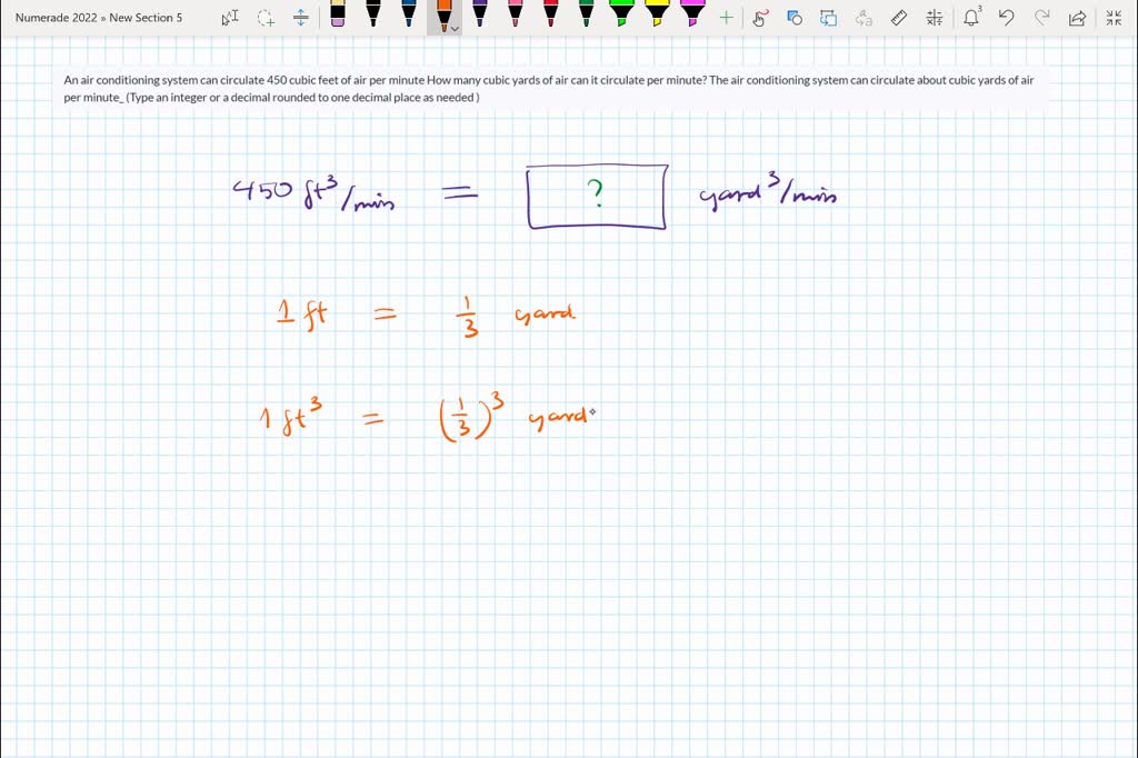 SOLVED:An air conditioning system can circulate 450 cubic feet of air ...
