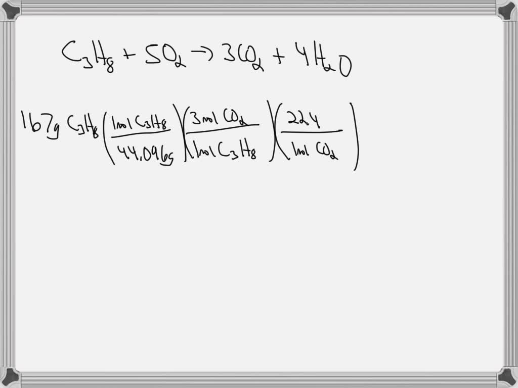SOLVED: The combustion of 167 grams of propane (C3H8) in air produced ...