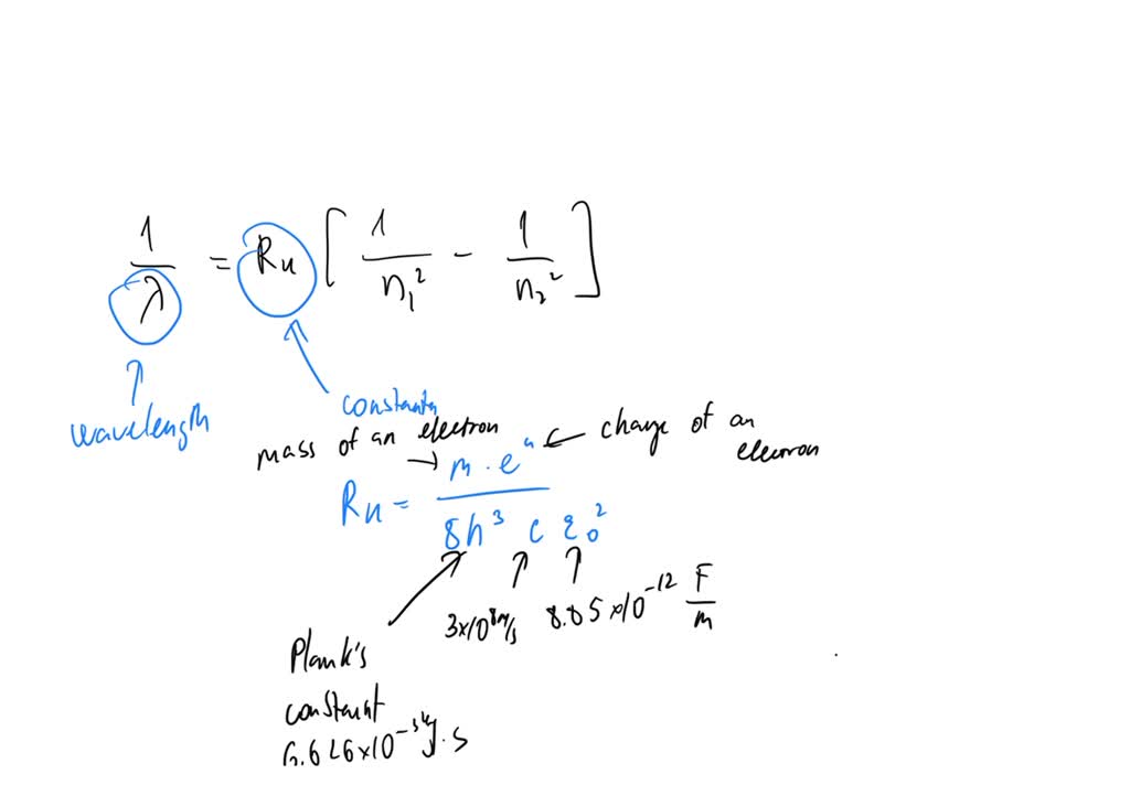 SOLVED: write Bohr's formula to calculate wavelength of visible light ...