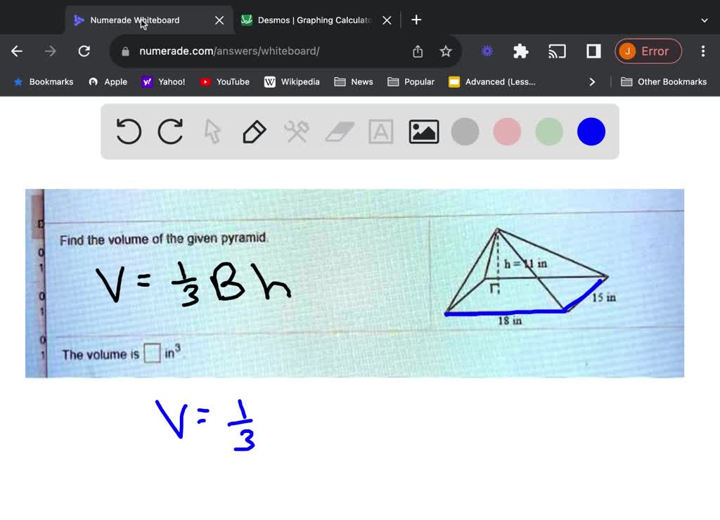 SOLVED: 'What is the volume of a square pyramid that is 15 cm tall and ...