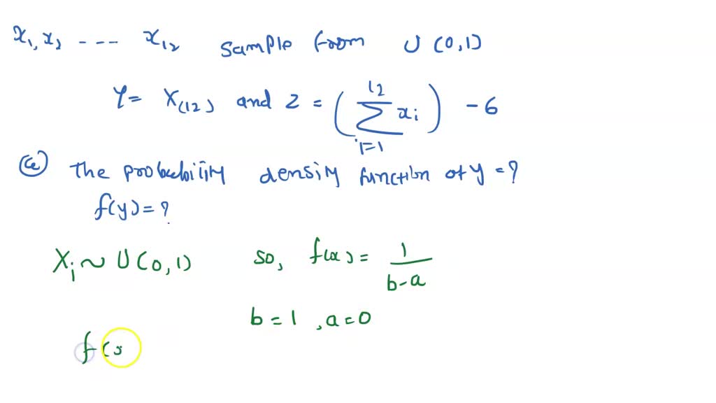 SOLVED: Q8. Let X1, - X12 be a random sample from U(0,1). Let 12 Xi 5 6 ...