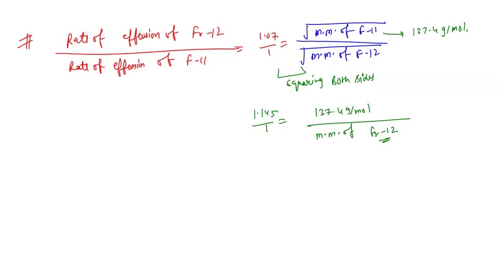 SOLVED: Freon-12 is used as a refrigerant in central home air conditioners. The rate of effusion ...