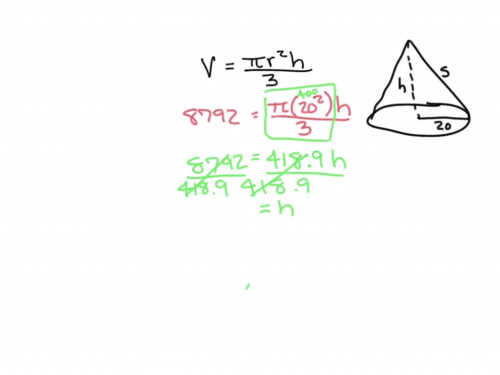 SOLVED: '1. What is the height of the cone? Explain how you found the ...