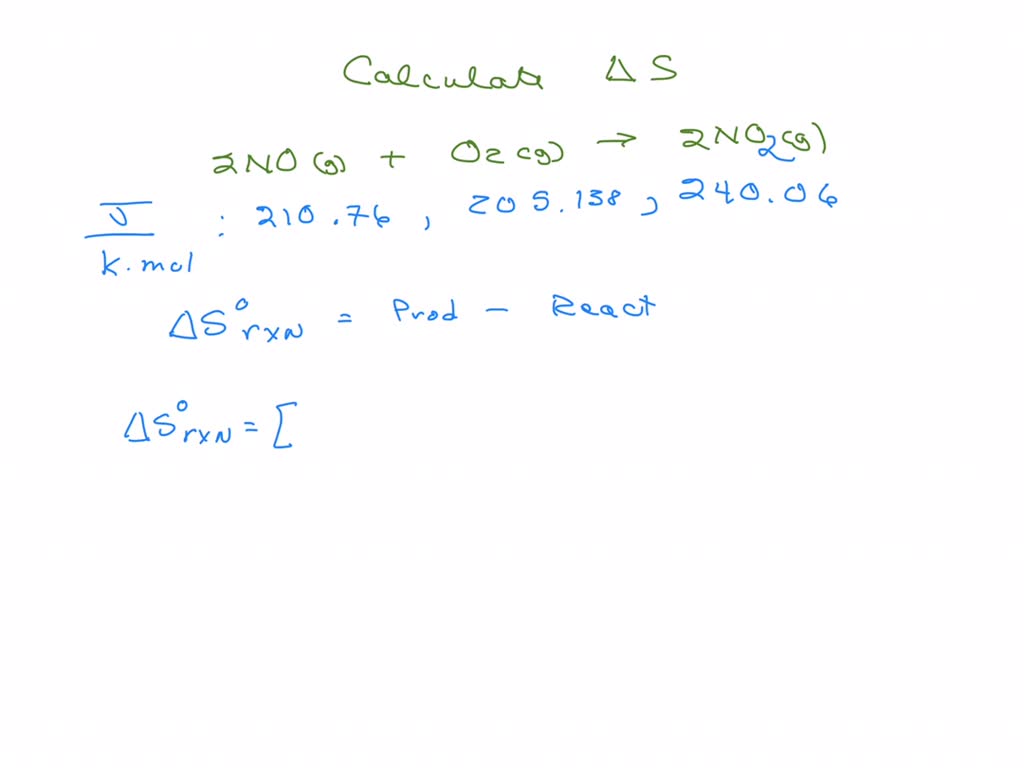 Solved Calculate Δs∘rxn For The Reaction 2no G O2 G →2no2 G