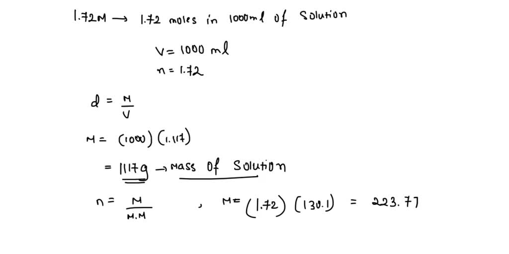 SOLVED: Calculate the molarity of a 1.72 M aqueous ammonium sulfate solution. The density of the ...