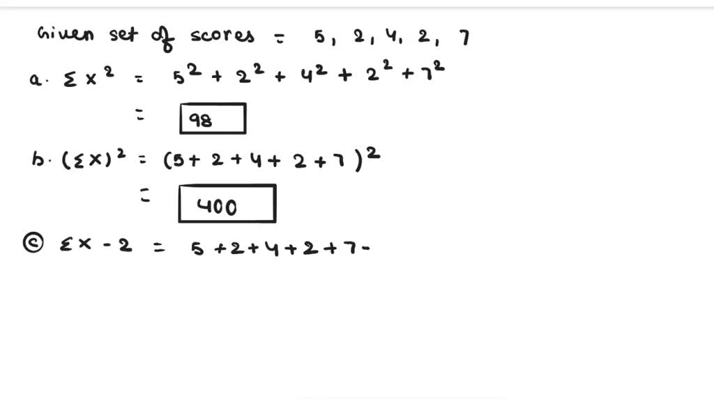 Solved Calculate Each Value Requested For The Following Set Of Scores 1139