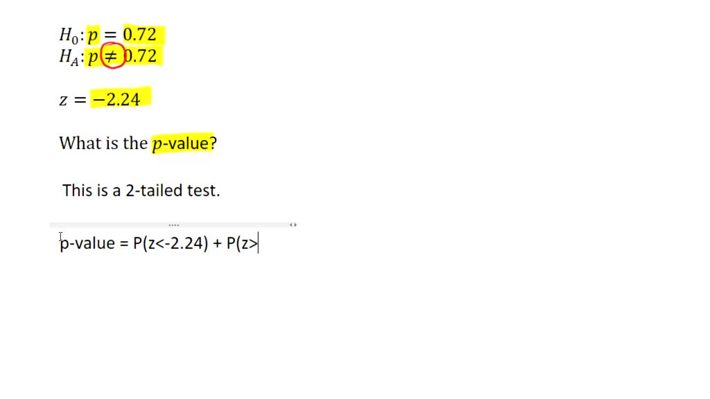 SOLVED: Ho: P1 versus HA: P1 > P2 You obtain a test statistic with a ...